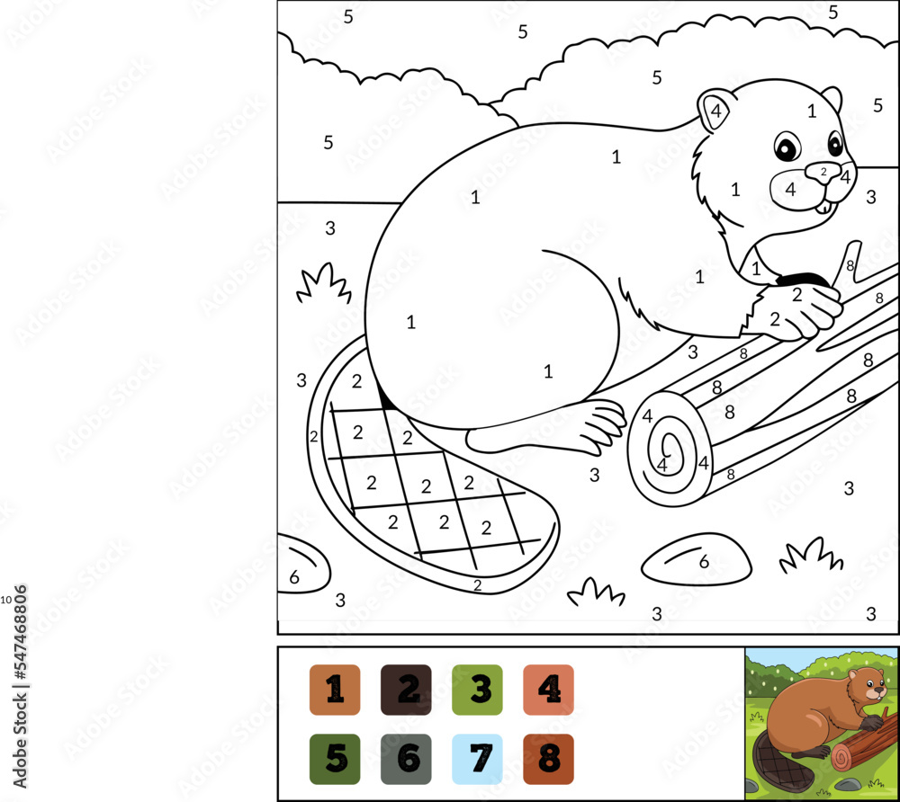 Animal number coloring page for kids Stock Vector | Adobe Stock