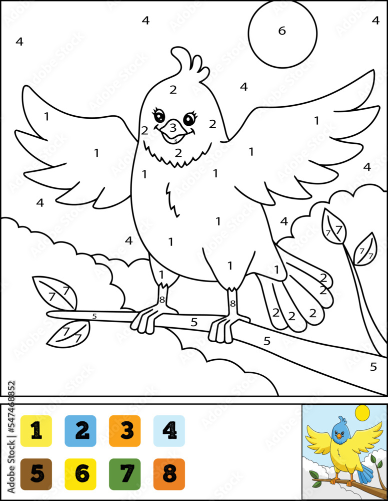 Animal number coloring page for kids Stock Vector | Adobe Stock