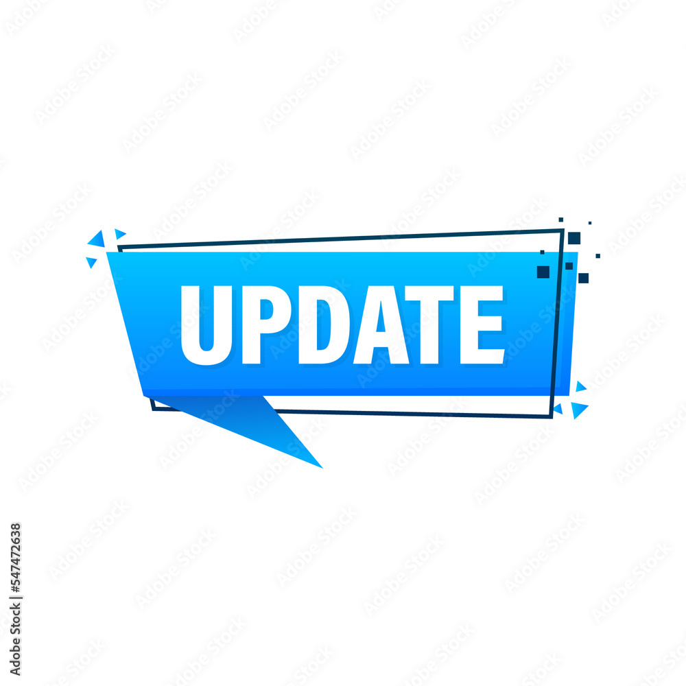 Time to update blue label on white background. Blue banner. Vector ...