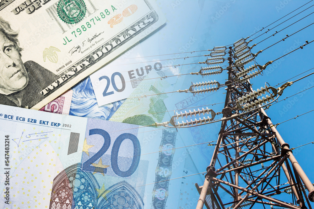 Electricity prices background. Household expenses rising. Electrical ...