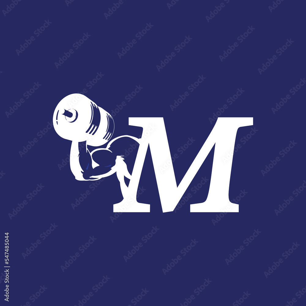Letter M Logo With muscular shape. Fitness Gym logo. Stock Vector ...
