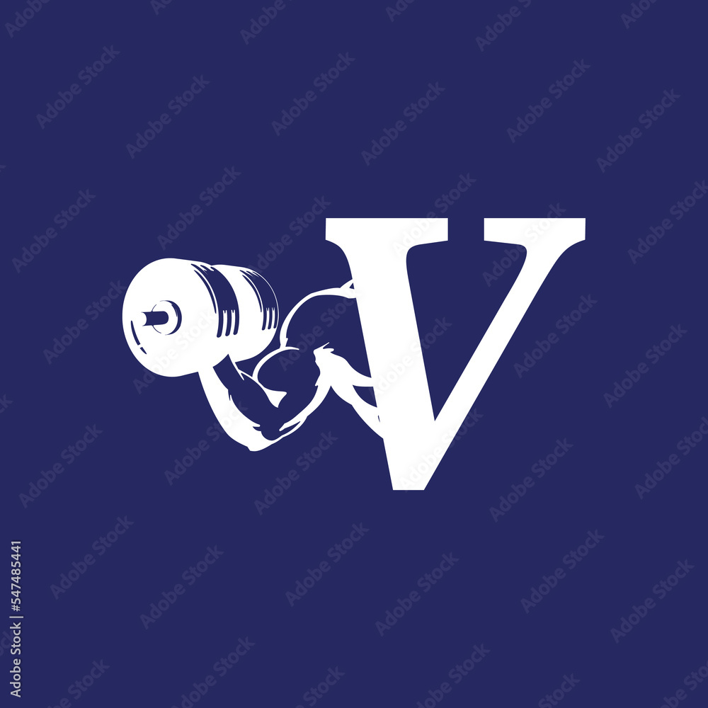 Letter V Logo With muscular shape. Fitness Gym logo. Stock Vector ...