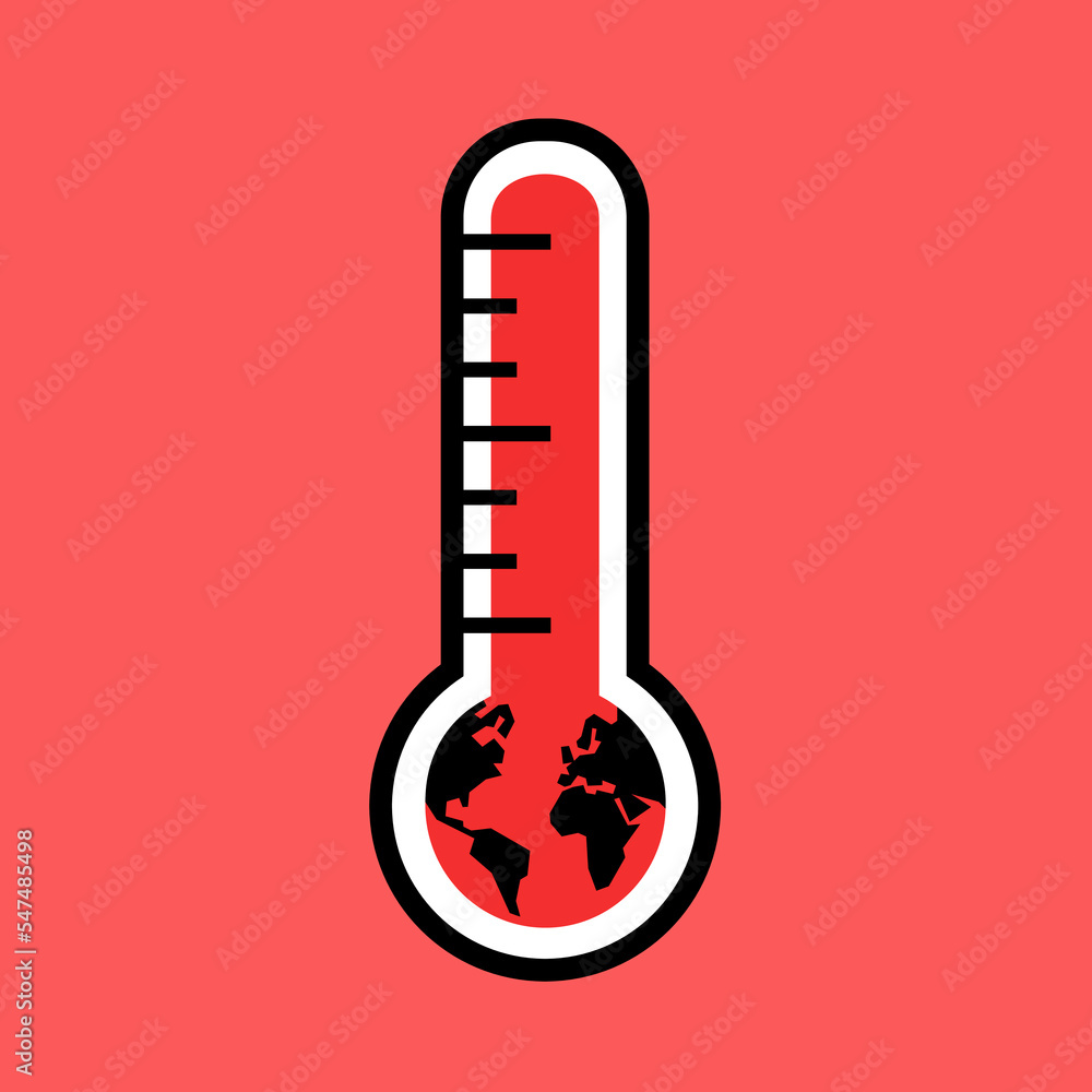Global warming / Climate change - Thermometer shows rising and growing of temperature on the ...