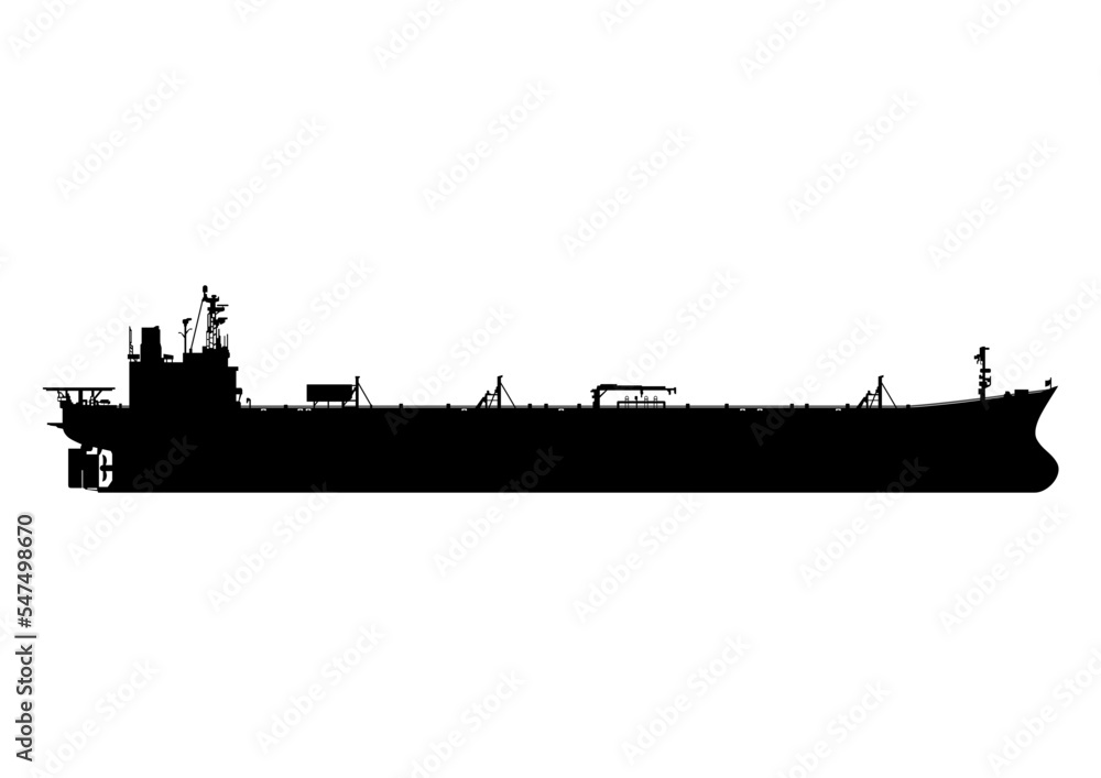 Oil tanker ship silhouette. One colour vector. Stock Vector | Adobe Stock