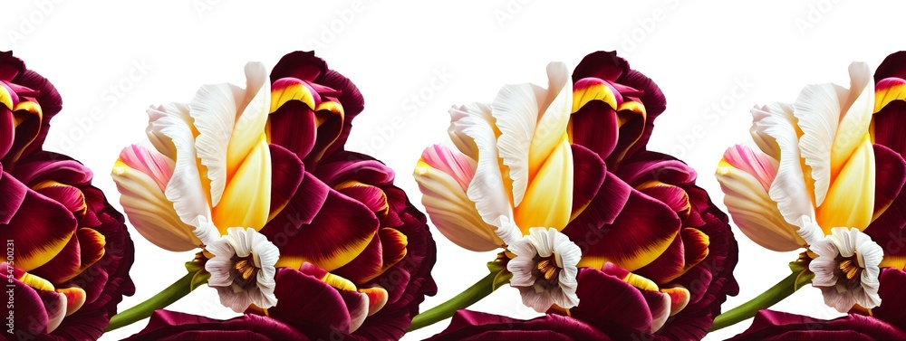 Seamless floral border on transparent background. . Seamless flowers ...