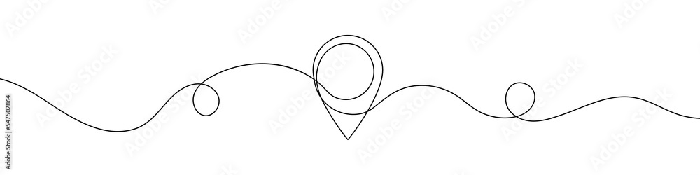 Map pin in continuous line drawing style. Line art of GPS navigation ...