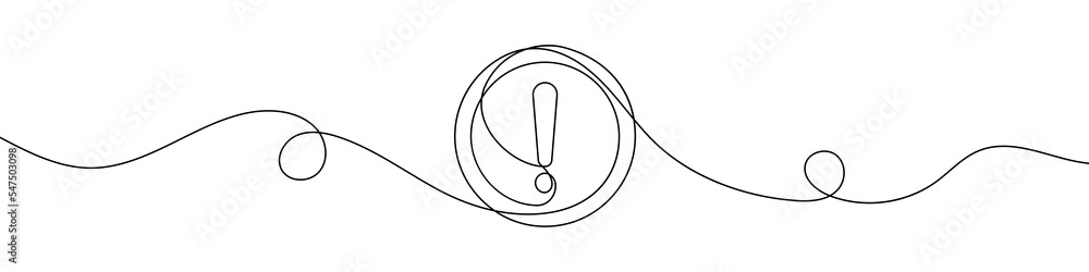 Exclamation mark in continuous line drawing style. Line art of an ...