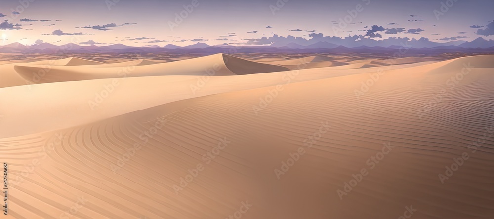 Art for anime series. Desert. Sand. Sunset. Cloud. AI generated art ...