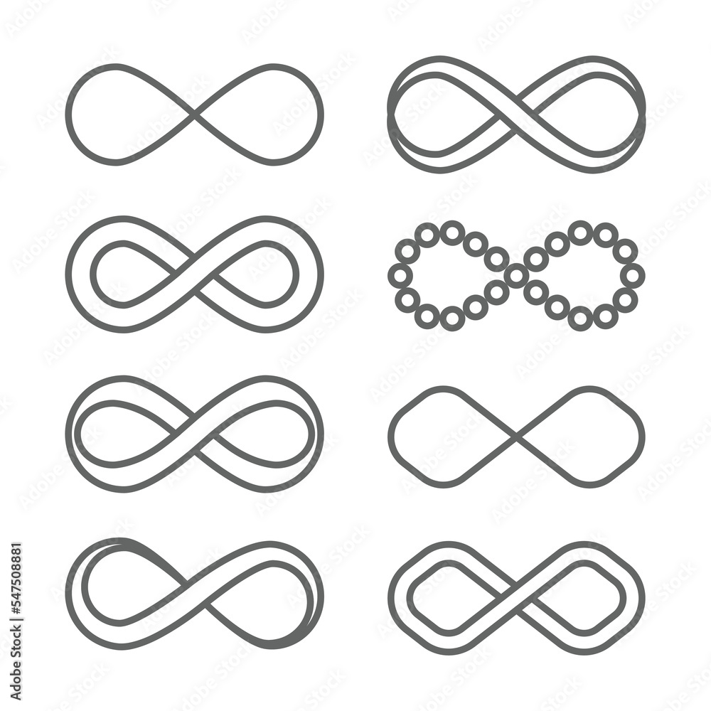 Vector infinity icons. The symbol of the unlimited in mathematics ...
