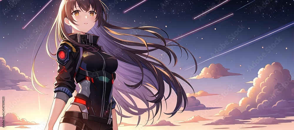 Art for anime series. Cyber City. Sunset. Cloud. AI generated art ...