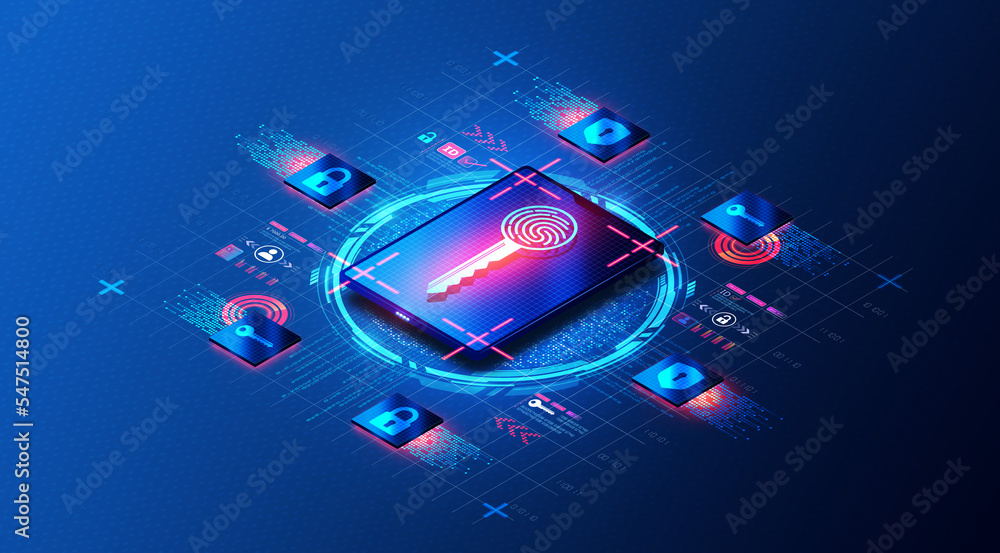 Passwordless Login with Passkey Concept - 3D Illustration ilustração do ...