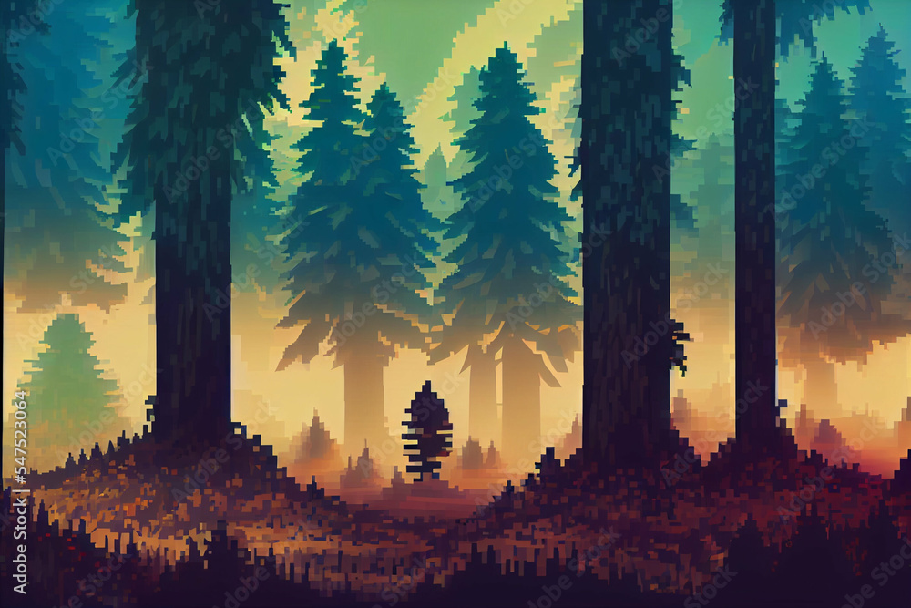 Primal Forest Pixel Art 14 Stock Illustration | Adobe Stock