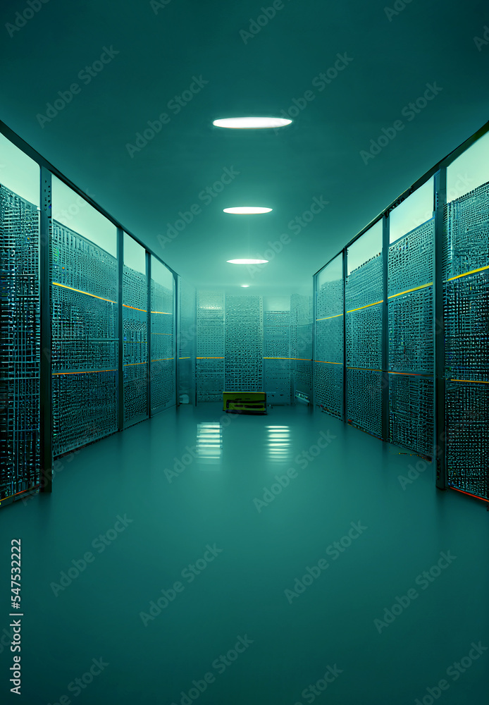 Internet and network communication technology concept, data center ...