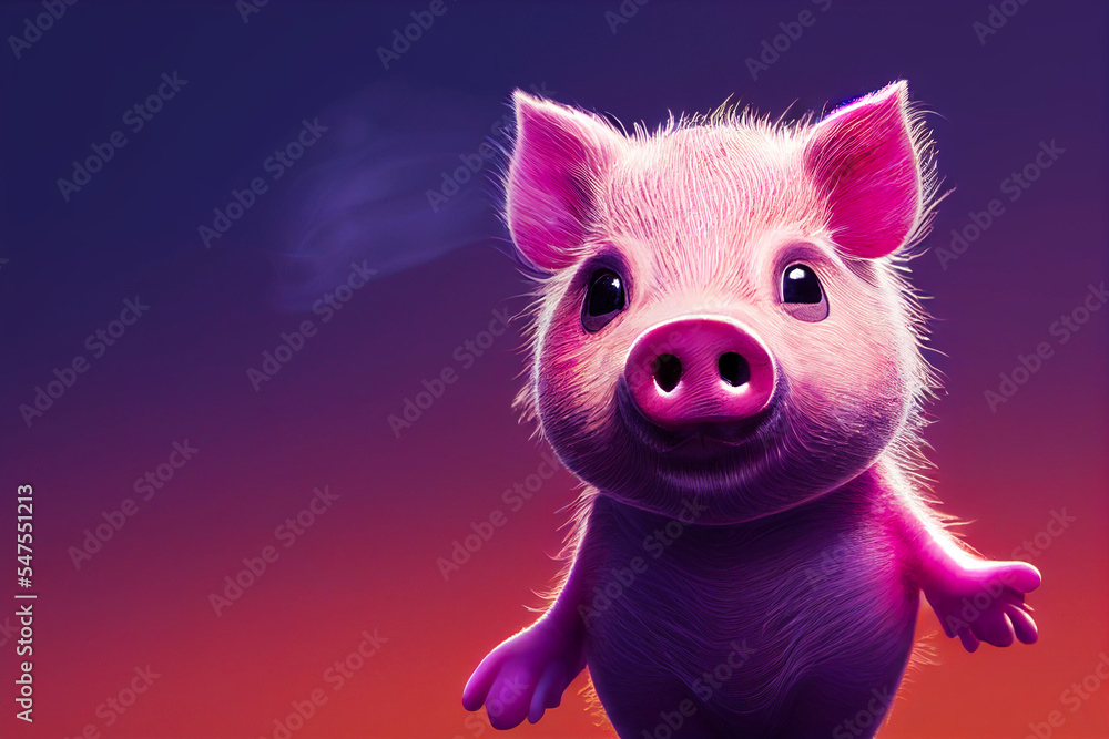 Cute Pink Baby Pig Stock Illustration | Adobe Stock