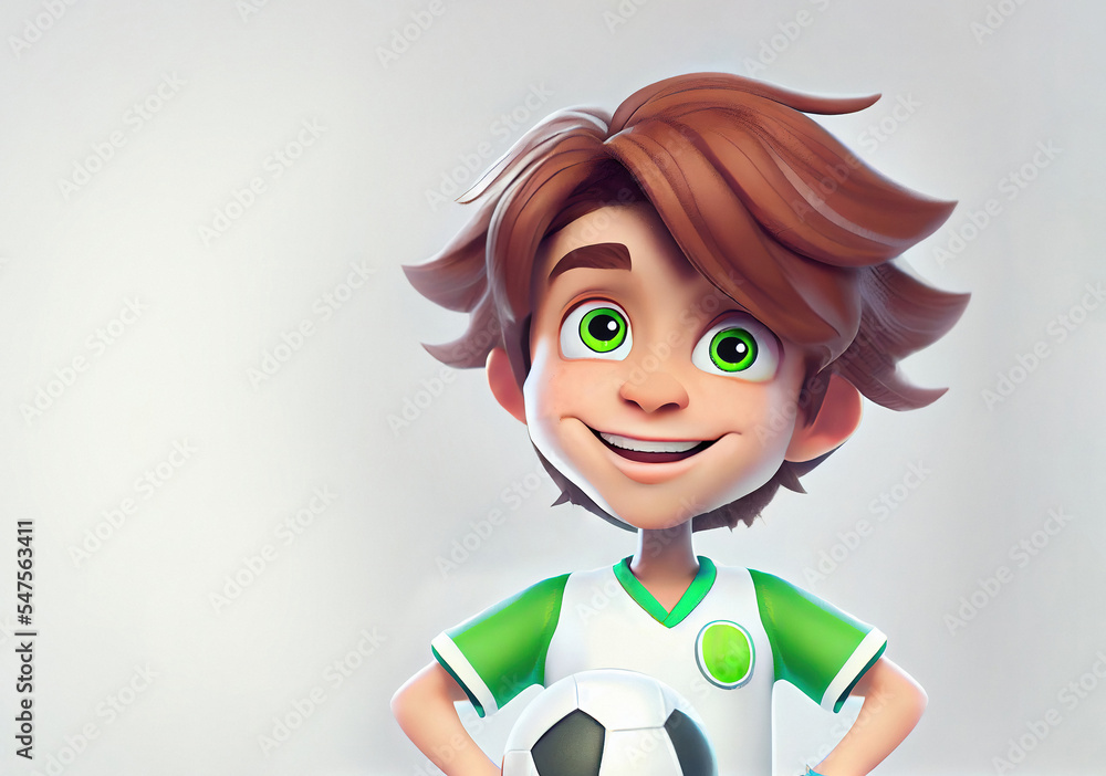 young beautiful generic boy character portrait in football soccer ...