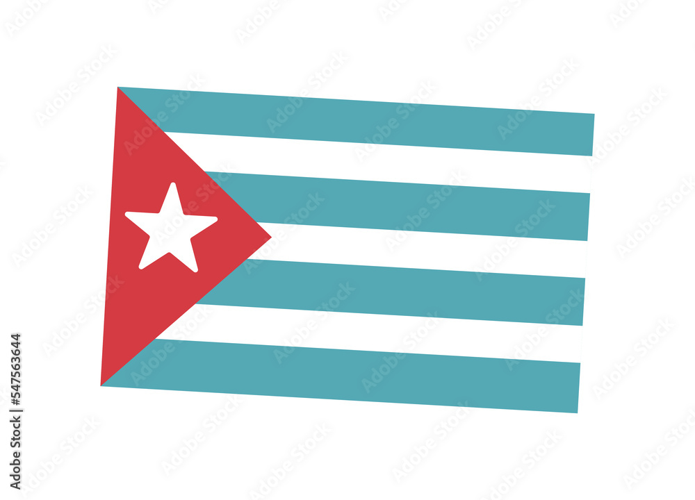Colorful Cuban element. Sticker with national traditional flag with ...