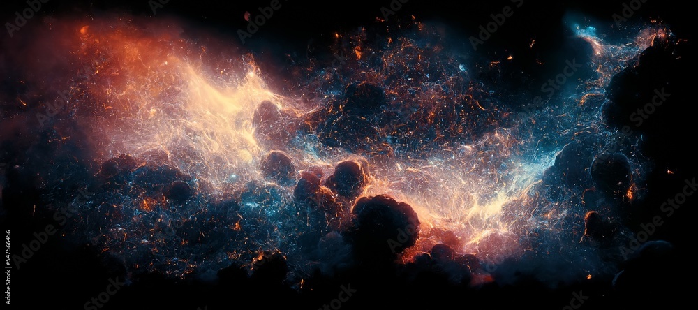 Spectacular iridescent nebula background in outer space deep in the ...