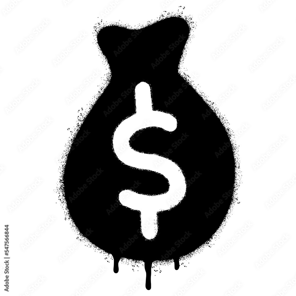 Spray Painted Graffiti Money Bag icon Sprayed isolated with a white ...
