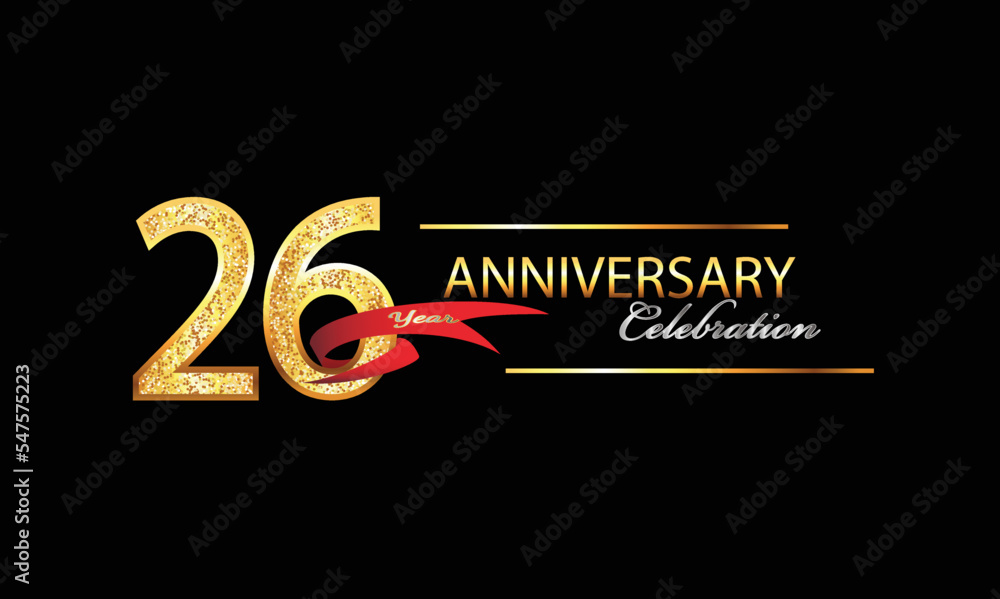 26 Year Anniversary celebration Vector Design. 26th Anniversary ...