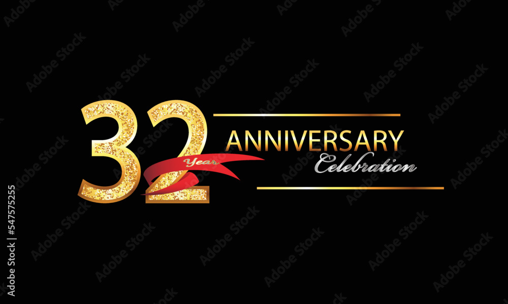 32 Year Anniversary celebration Vector Design. 32nd Anniversary ...