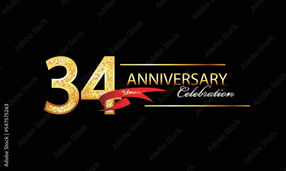 34 Year Anniversary celebration Vector Design. 34th Anniversary ...