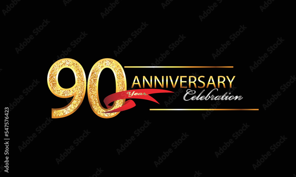 90 Year Anniversary celebration Vector Design. 90th Anniversary ...