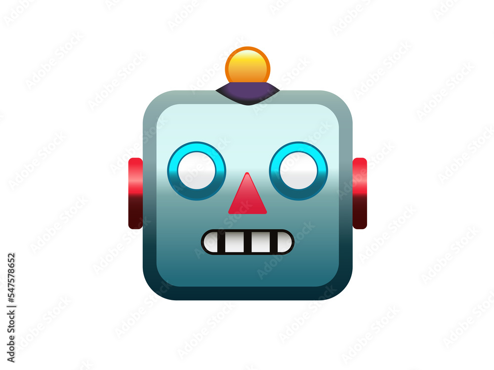 Head of classic vintage tin toy grimace robot icon on transparent ...