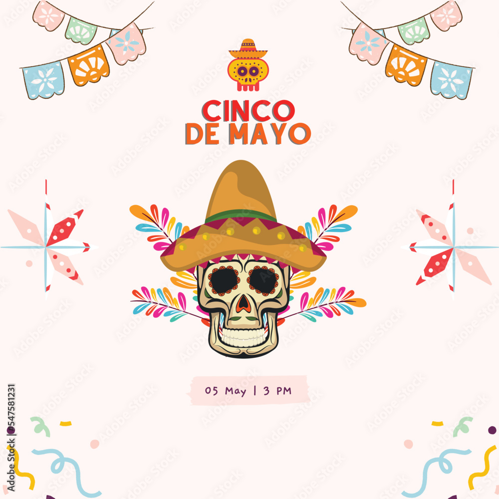 Cinco de Mayo - May 5, a federal holiday in Mexico. Fiesta banner and ...