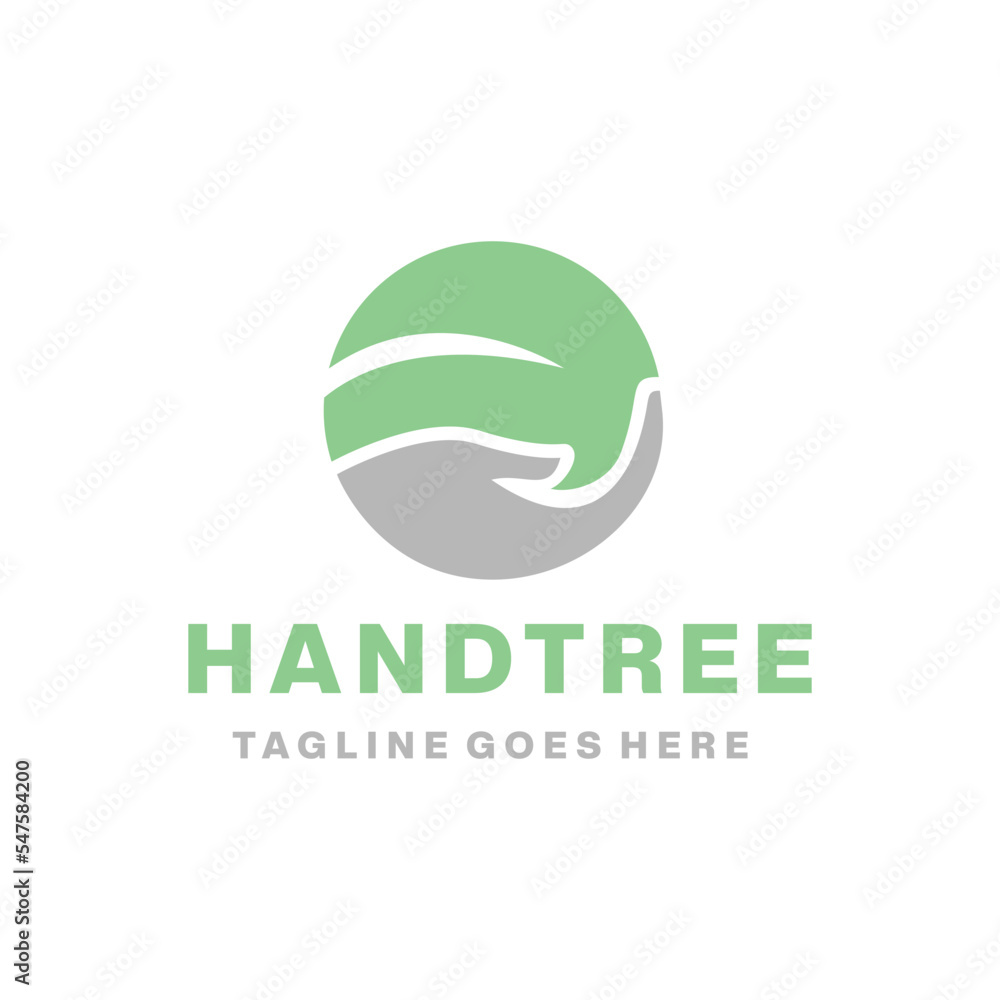 Hand Tree Logo Design Vector illustration Natural leaf symbol emblem ...