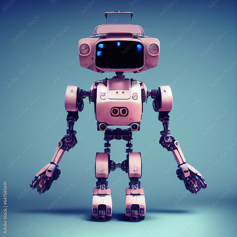3D full body cute robot mech kid Stock Illustration | Adobe Stock