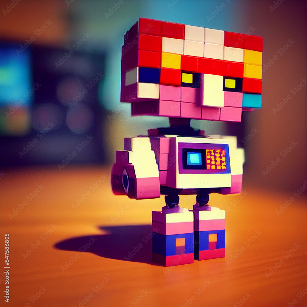 cute baby voxel art robot Stock Illustration | Adobe Stock