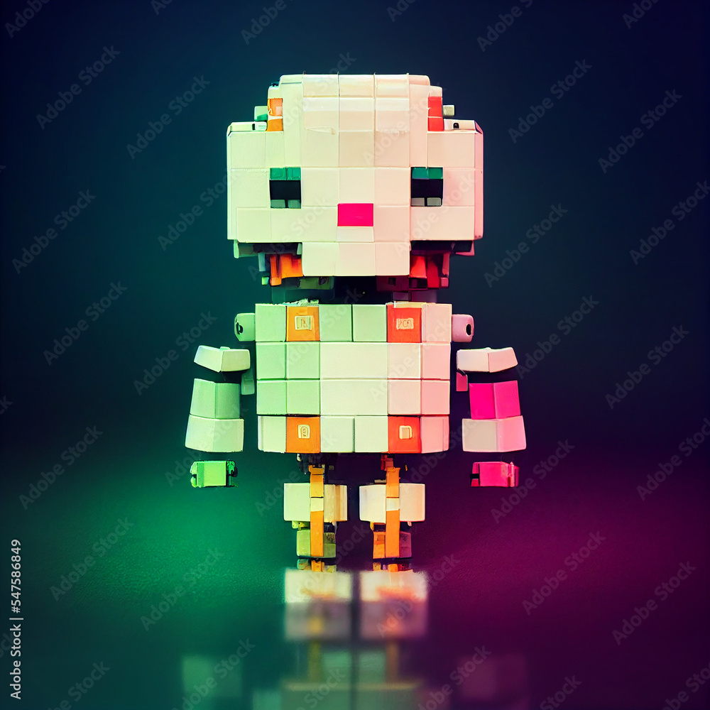 cute baby voxel art robot Stock Illustration | Adobe Stock