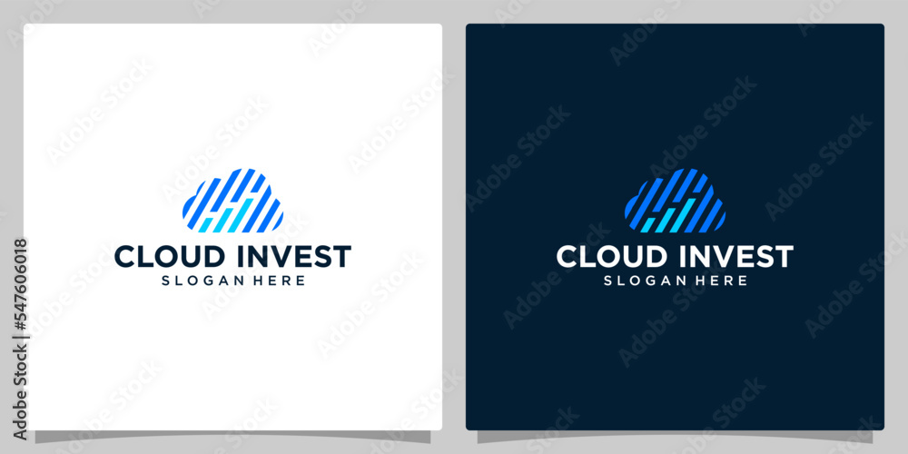 Cloud logo design template with investment chart data logo graphic ...