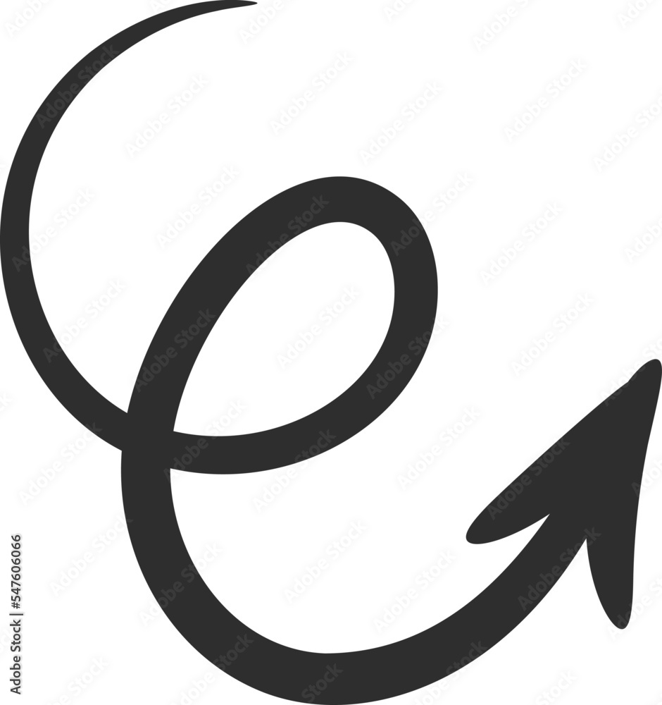 Sketchy drawing arrow vector illustration. White twisted and curled ...