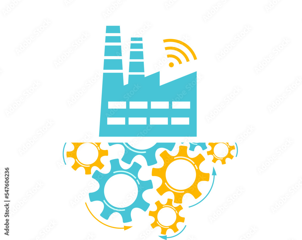 Factory and gear industry 4.0 concept set vector illustration ...