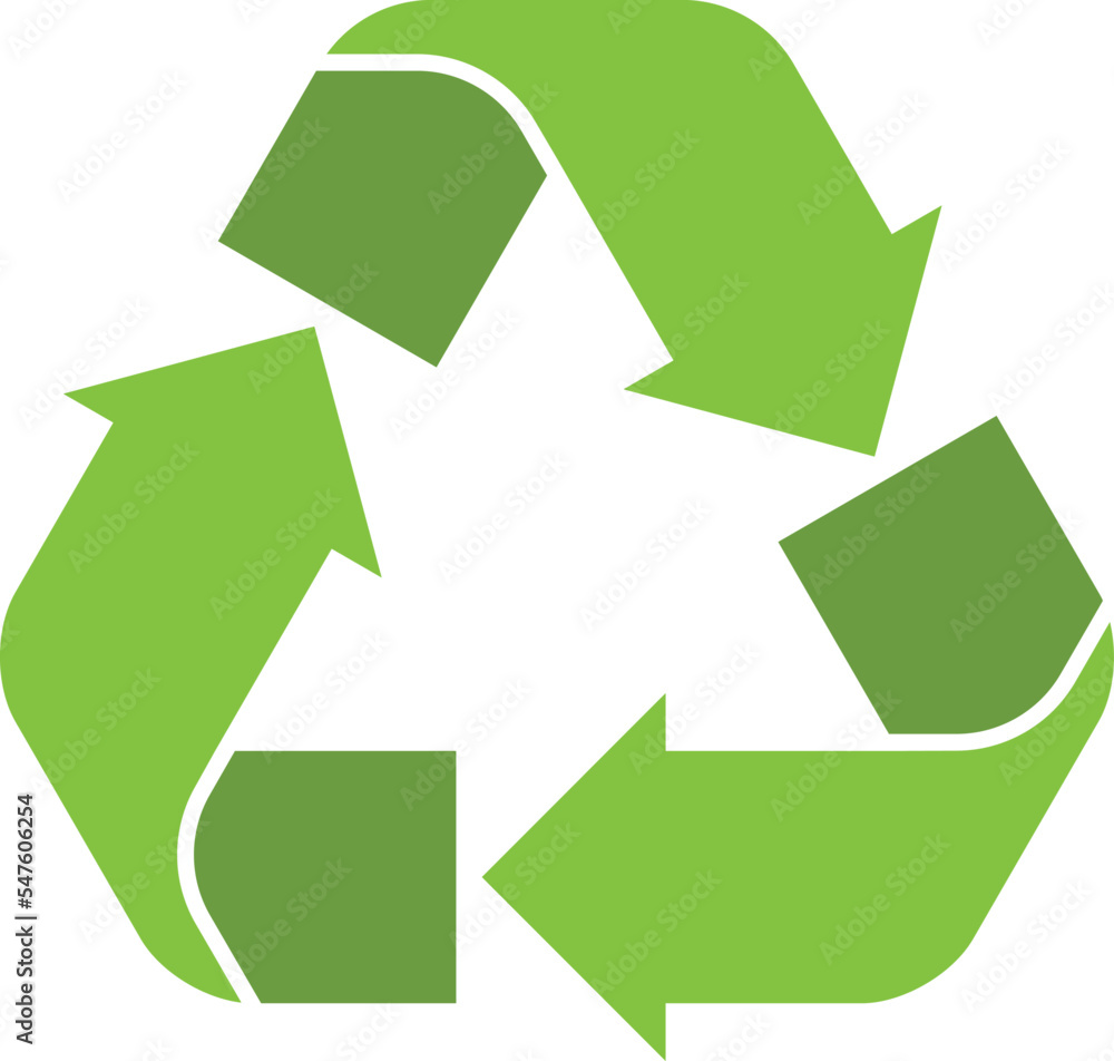 Recycle triangle arrow symbols set vector illustration. Green solid ...