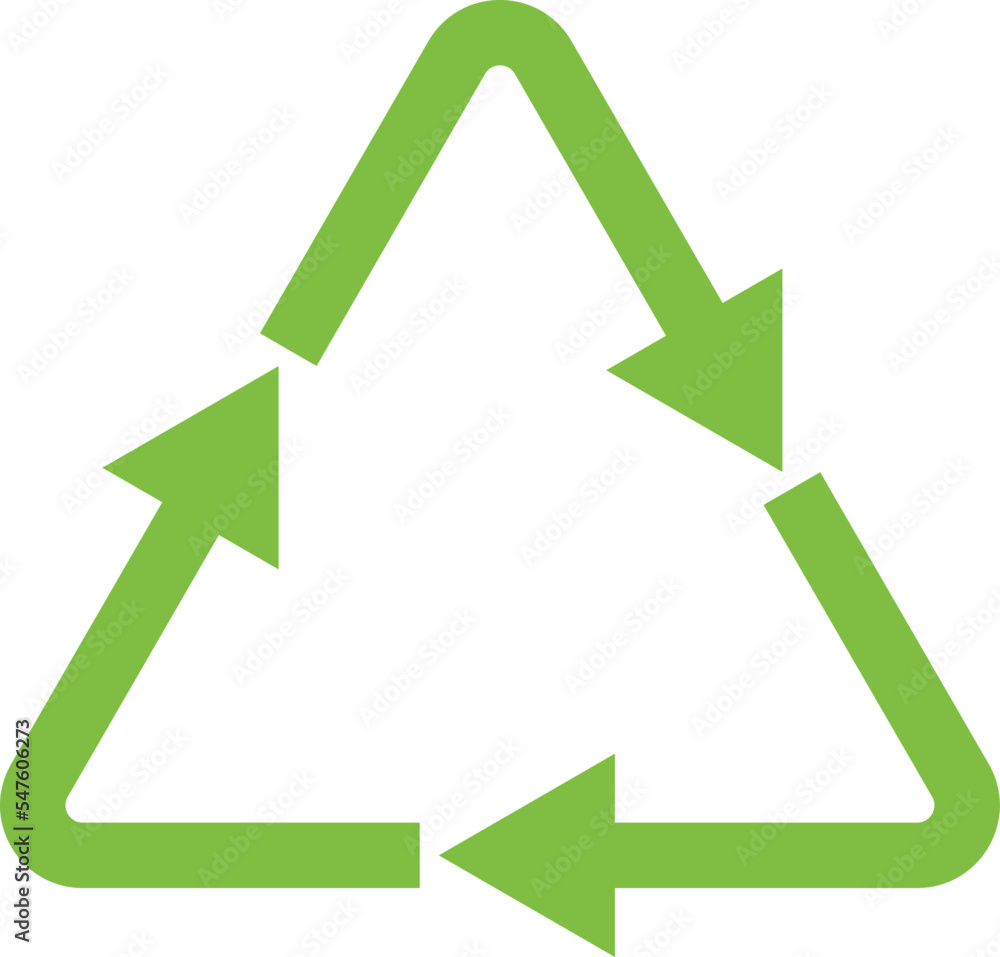 Recycle triangle arrow symbols set vector illustration. Green solid ...