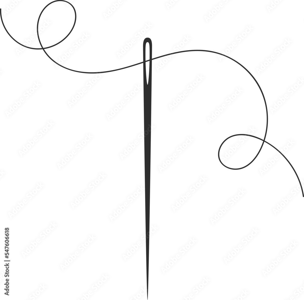 Needle and thread silhouette icon vector illustration. Tailor logo with ...