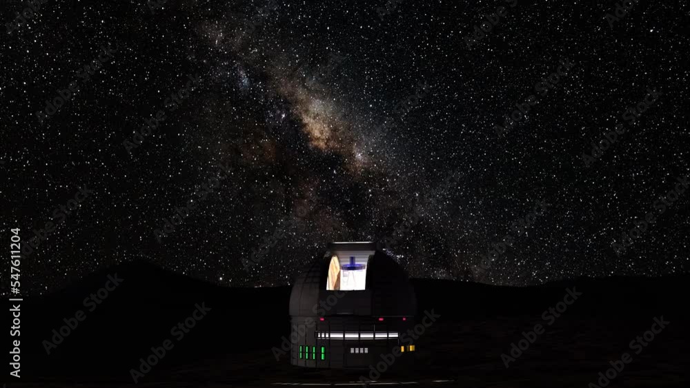 Observatory astronomical under the night sky stars. Blue sky with ...