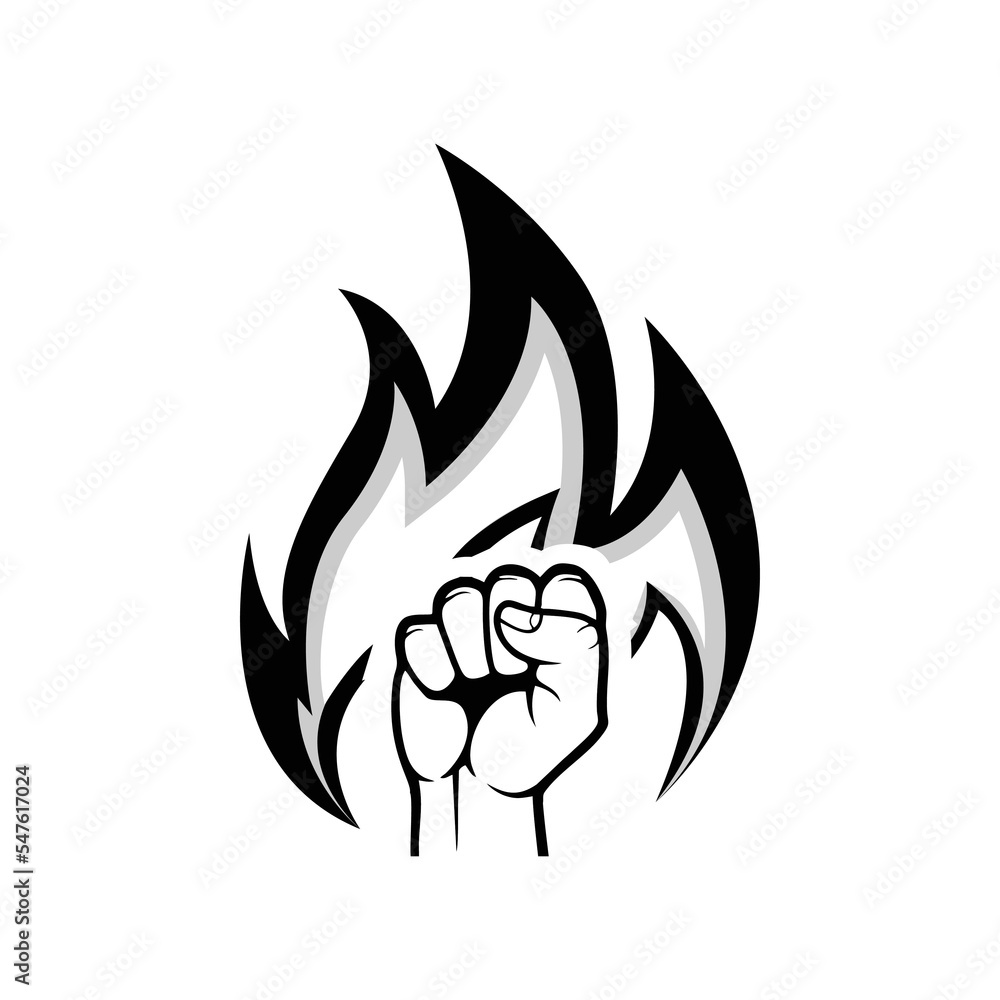 fire and hand silhouette illustration, a simple vector design Stock ...