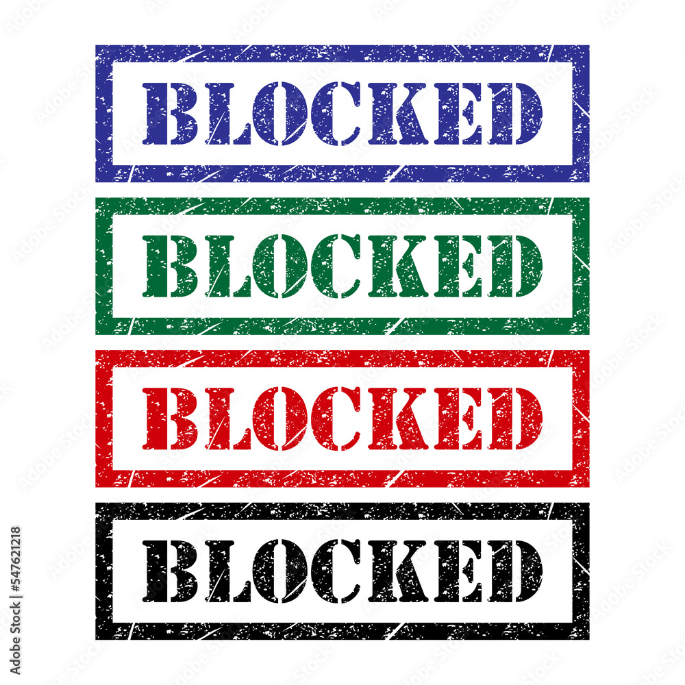 Set of Blocked stamp symbol, label sticker sign button, text banner ...
