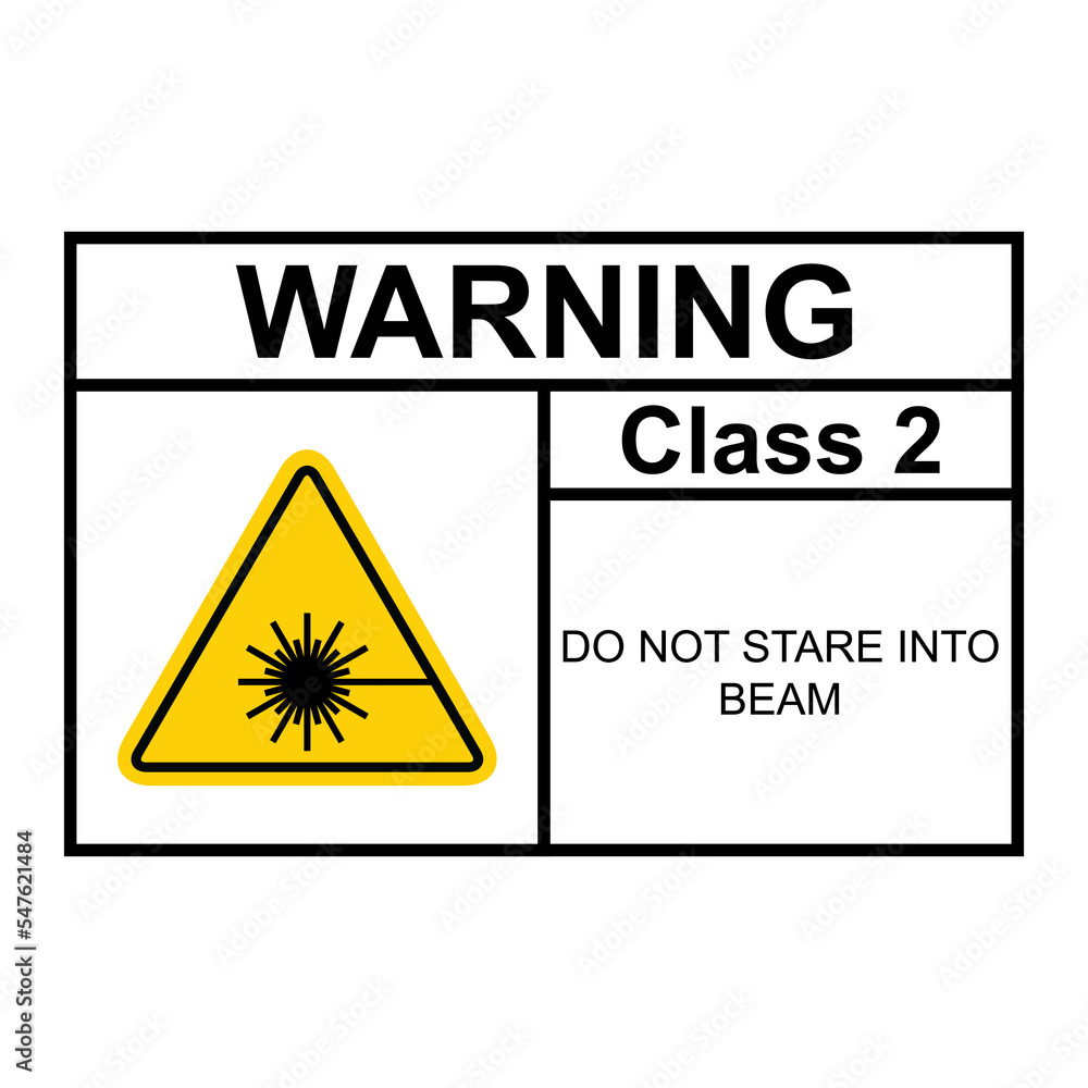 Laser radiation danger class 2 label icon, safety information symbol ...