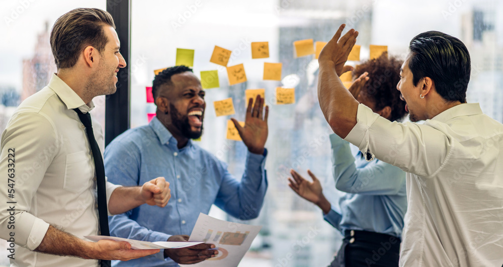 Successful of group professional business people to win of celebrating ...