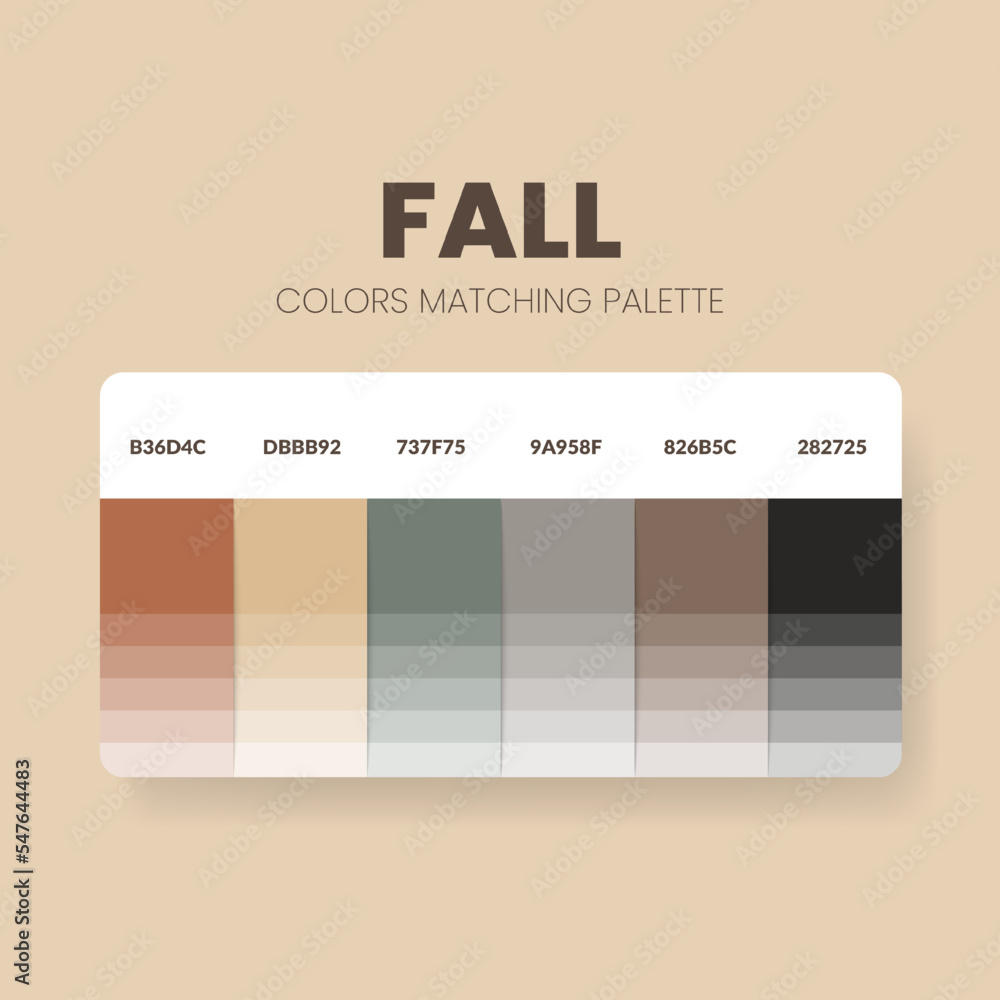 Color palette in a Fall colour themed collections. Color scheme or ...