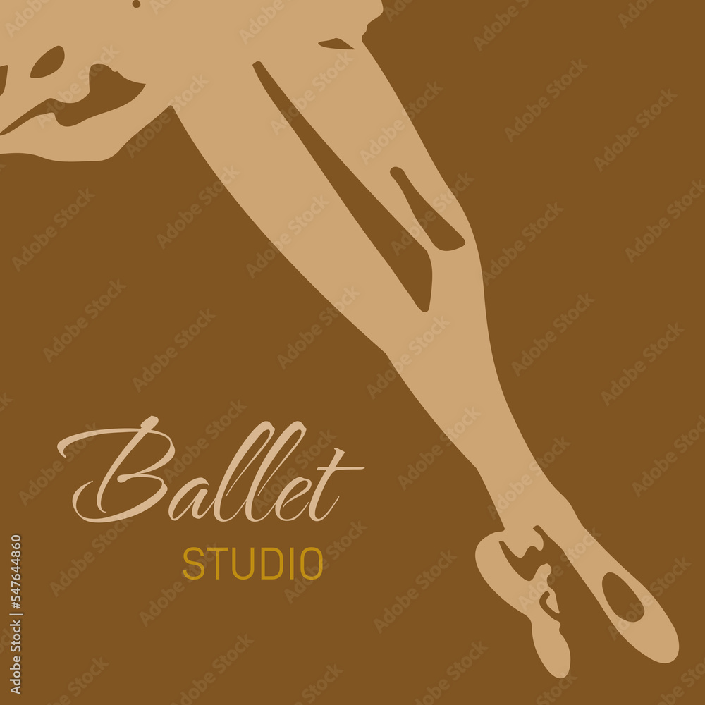Silhouette ballerina in ballet tutu and pointe on gold background ...