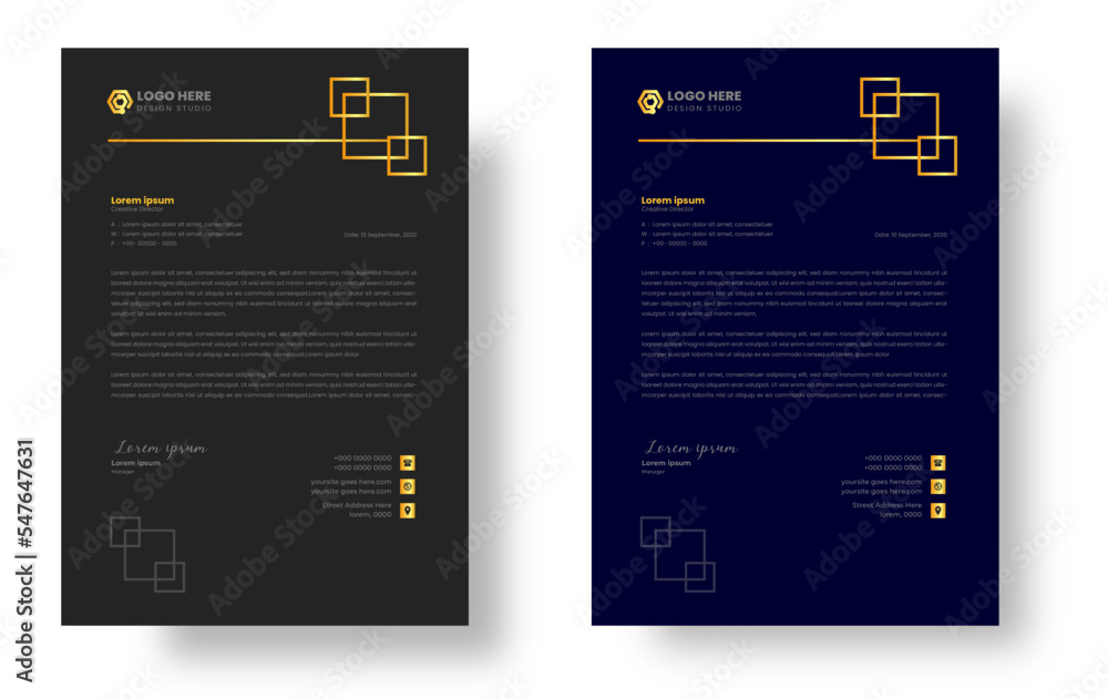 golden color luxury letterhead. corporate modern business luxury ...