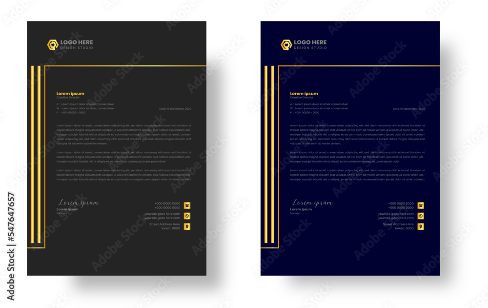 golden color luxury letterhead. corporate modern business luxury ...