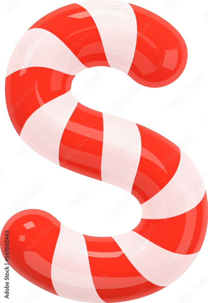 Letter S. 3d Symbol in white color intertwined with a red ribbon ...