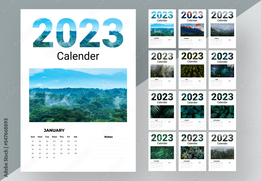 New Year 2023 Calander Design Stock Template | Adobe Stock