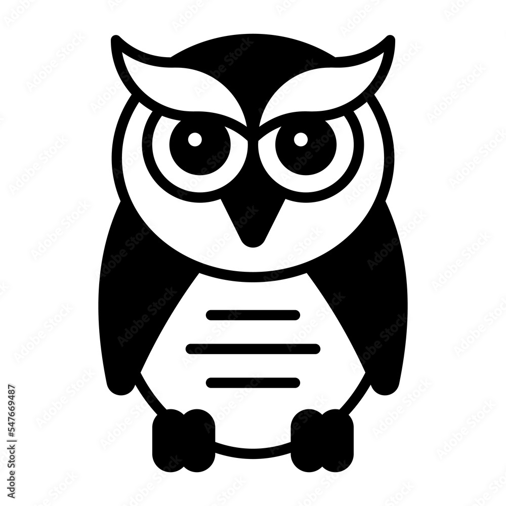 Owl, animal, cute owl icon in modern style for website mobile logo app ...